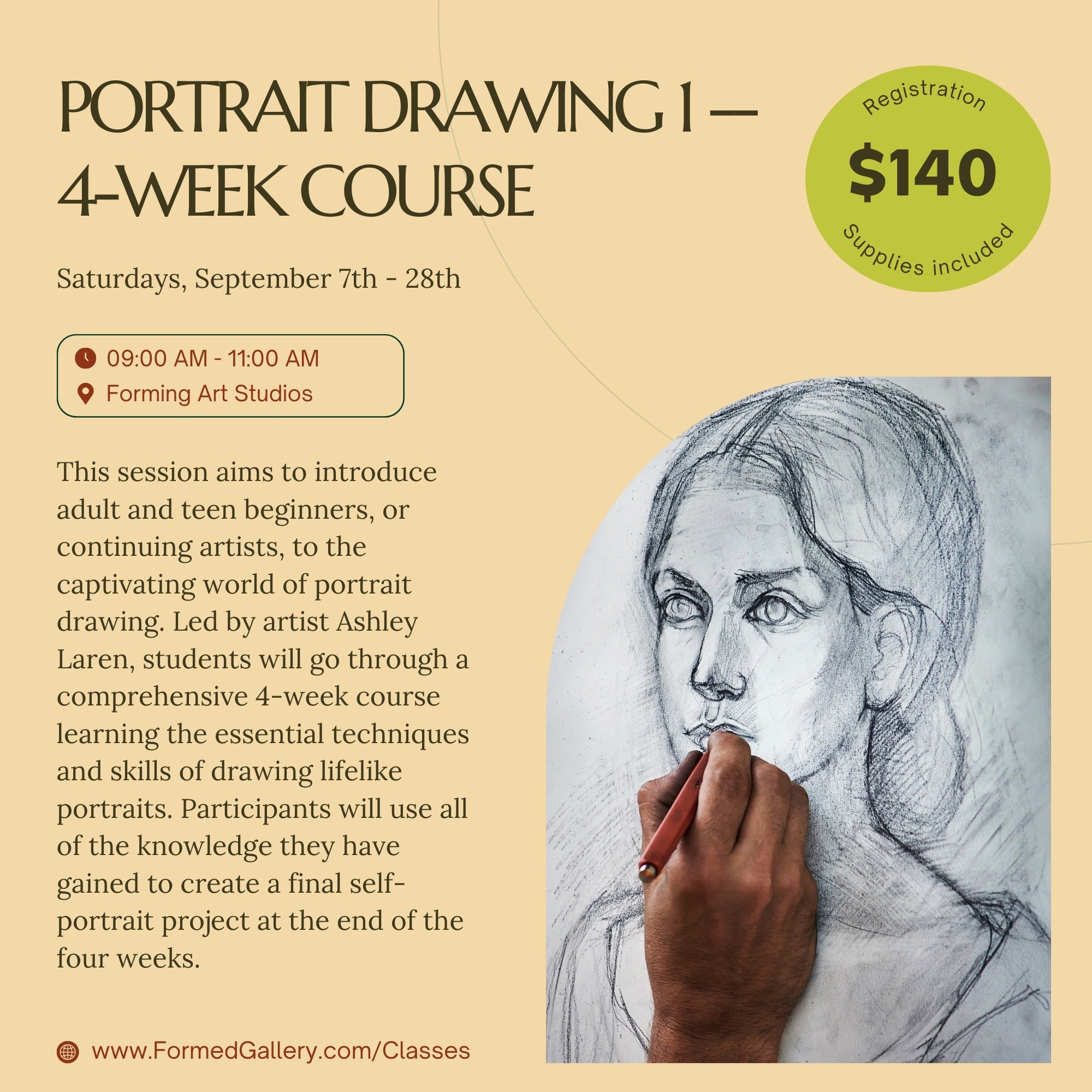 Portrait Drawing 1: 4-Week Course | FORMED AN ARTIST COLLECTIVE LLC